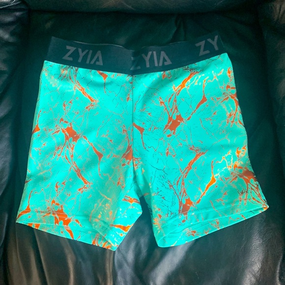 ZYIA | Shorts | Banded Turquoise Marble Hustle Shorts | Poshmark